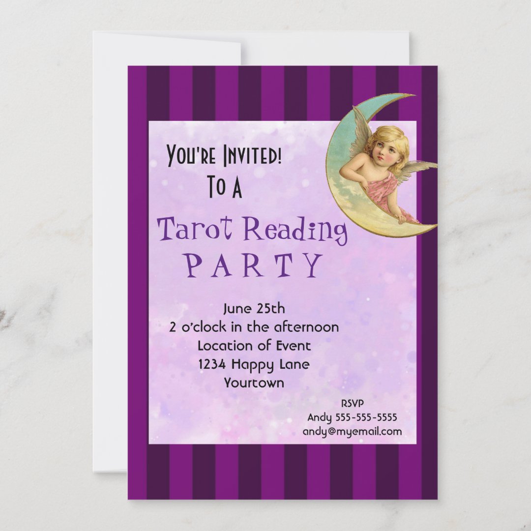 Vintage Angel Tarot Reading Party Invitation | Zazzle