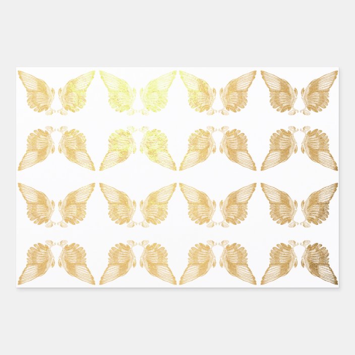 Vintage Angel Wings Foil Wrapping Paper Sheets | Zazzle.com