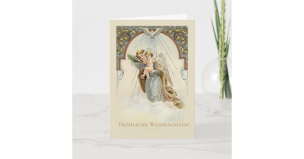 Vintage Angel with Jesus German Christmas Holiday Card | Zazzle
