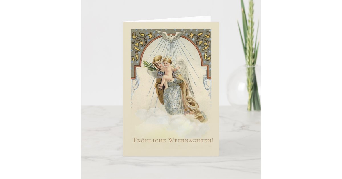 Vintage Angel with Jesus German Christmas Holiday Card | Zazzle