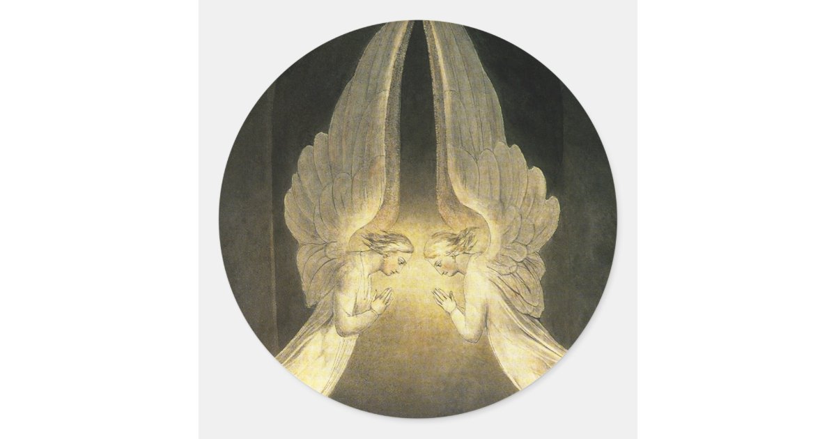 Vintage Angels Hovering Over Jesus Christ Classic Round Sticker | Zazzle