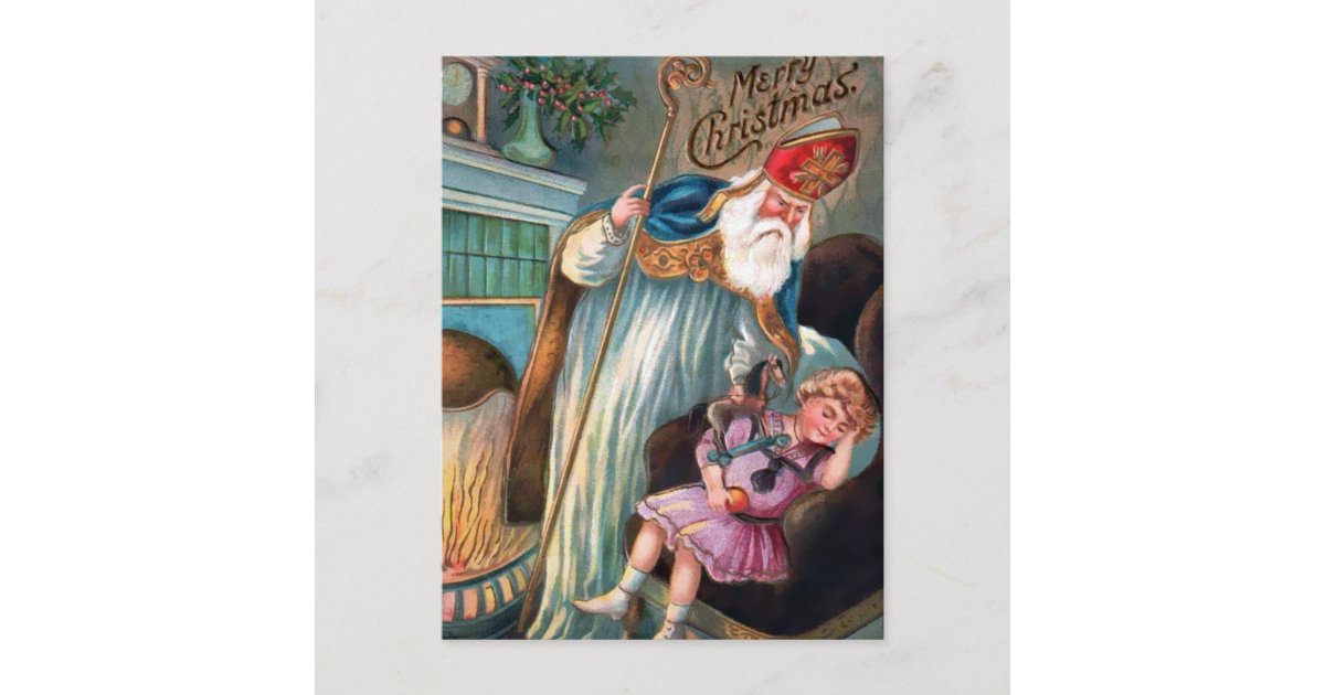 Vintage Angry Santa Christmas Postcard | Zazzle