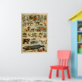 Vintage Animal Art French Wall Art Poster | Zazzle