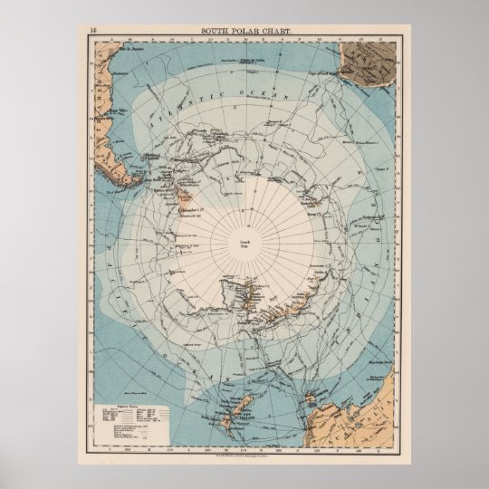 Vintage Antarctica Exploration Routes Map (1906) Poster | Zazzle.com