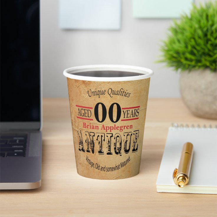 Vintage, Antique Birthday Design Paper Cups | Zazzle