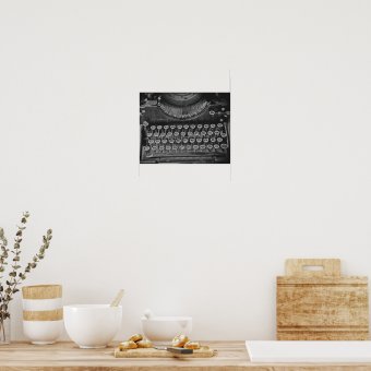 Vintage Antique Black And White Typewriter Poster | Zazzle