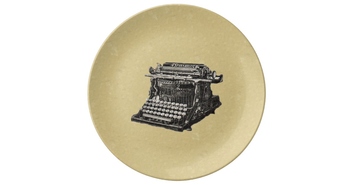 Vintage Antique Black Old Fashioned Typewriter Plate | Zazzle