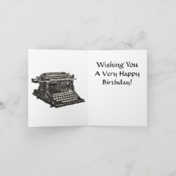 Vintage Antique Black Old Typewriter Birthday Card | Zazzle