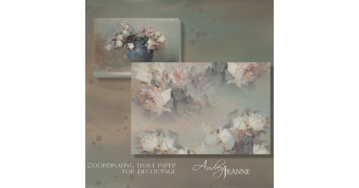 Vintage Antique Blush White Rose Bouquet Decoupage Tissue Paper | Zazzle