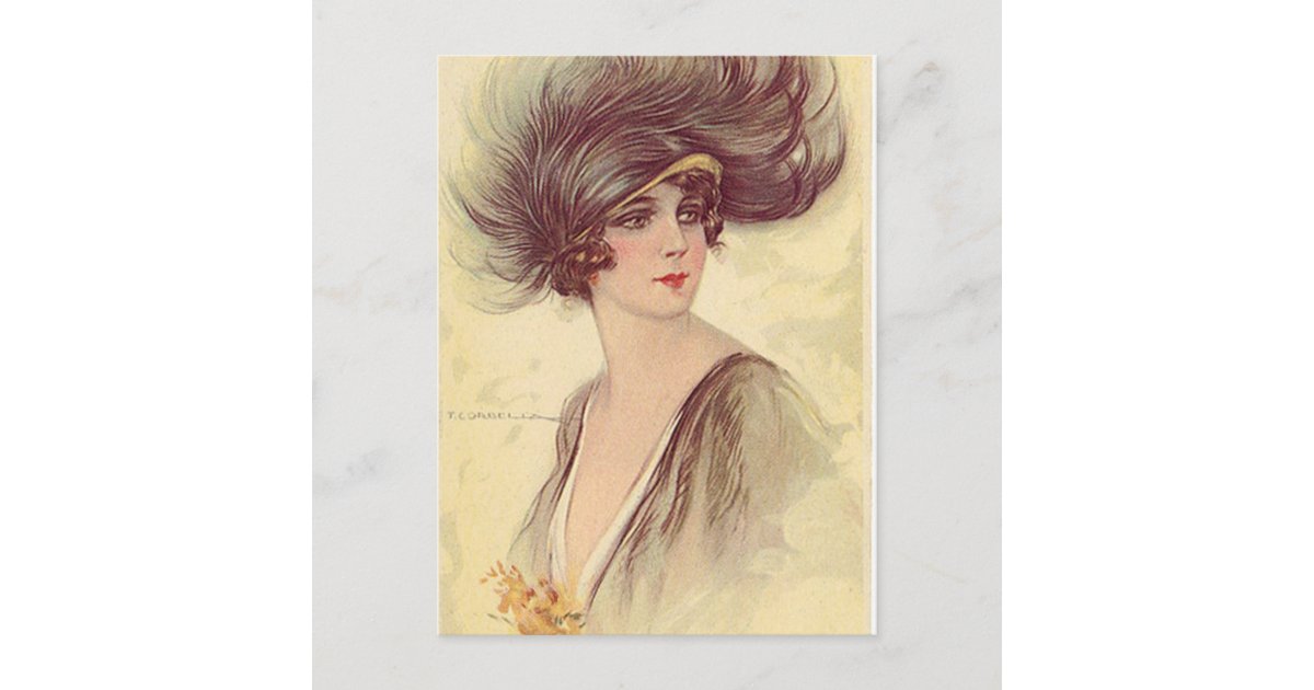 Vintage Antique Flappers, Portraits of Women, Postcard | Zazzle