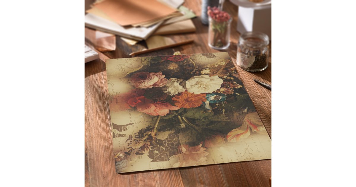Vintage Antique Floral Tissue Paper | Zazzle