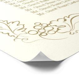 Vintage Antique Gold Grape Vines Wedding Seating Poster | Zazzle