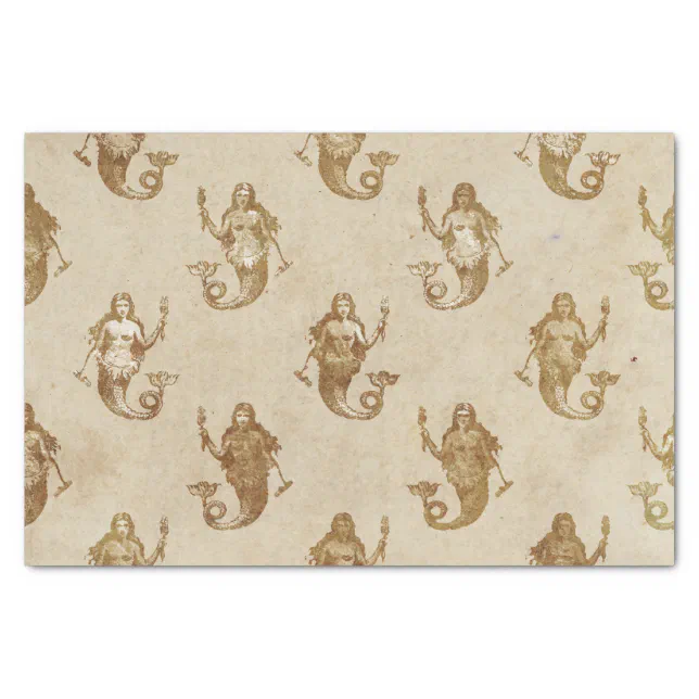 Vintage Antique Mermaid Decoupage Tissue Paper | Zazzle