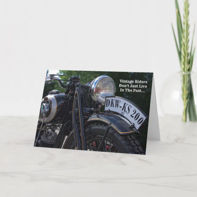 Vintage Antique Motorcycle Rider Greeting Card | Zazzle