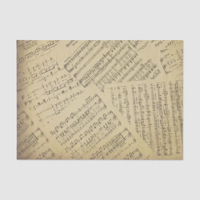 vintage antique music note Pattern musician Tissue Paper | Zazzle
