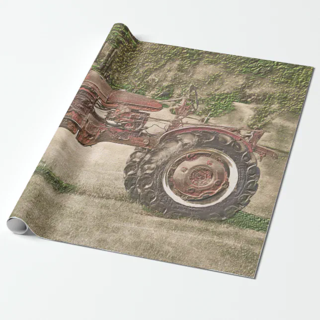 Vintage Antique Old Rustic Country Farm Tractor Wrapping Paper | Zazzle