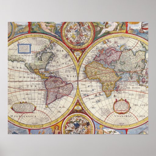 Vintage Antique Old World Map cartography Poster | Zazzle