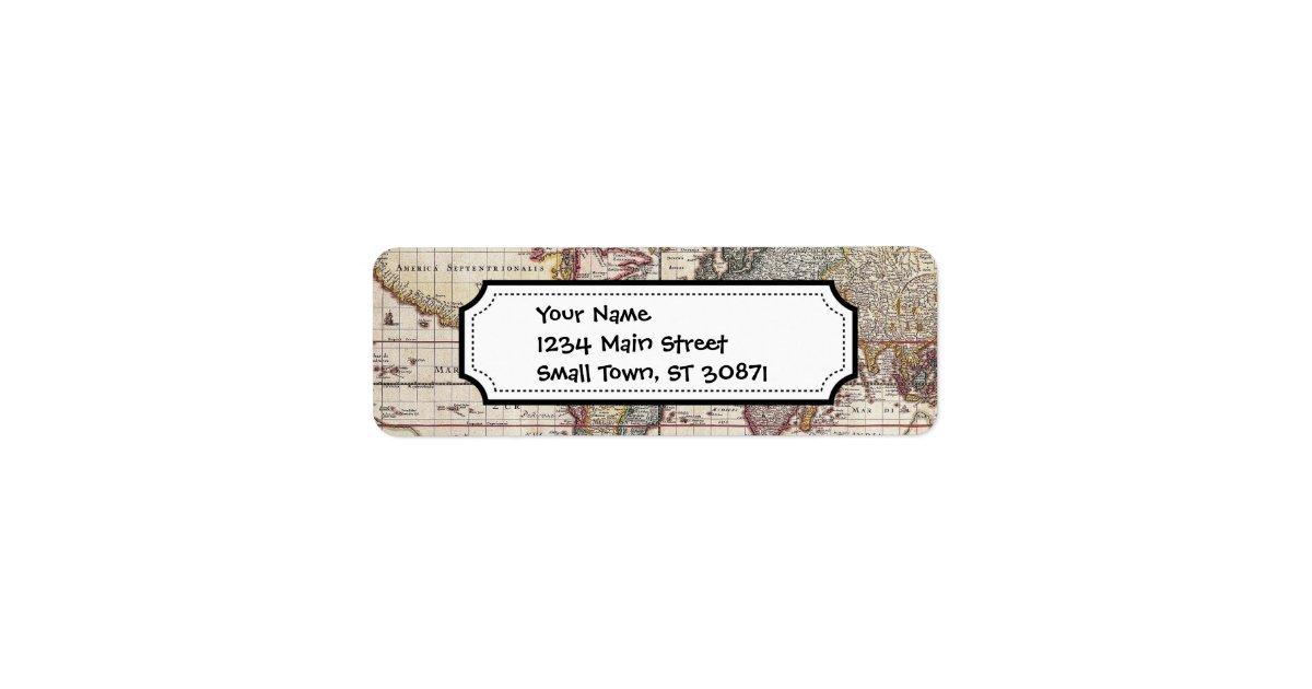 Vintage Antique Old World Map Design Faded Print Label | Zazzle