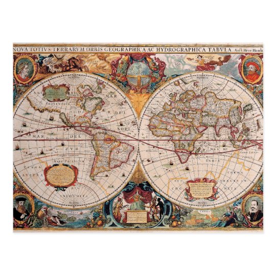 Vintage Antique Old World Map Design Faded Print Postcard | Zazzle.com