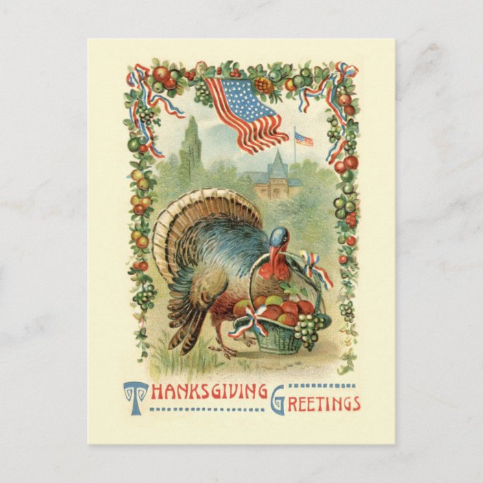 Vintage Antique Patriotic Thanksgiving Postcard | Zazzle.com
