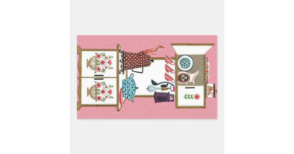 Vintage Antique Retro Kitchen Stove Coffee Pot Rectangular Sticker | Zazzle