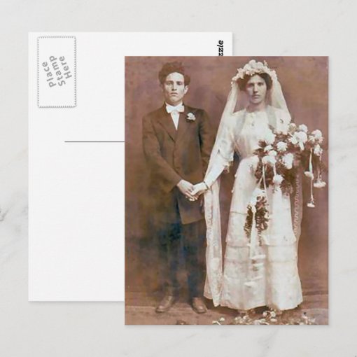Vintage Antique Romantic Bride and Groom Photos Postcard | Zazzle