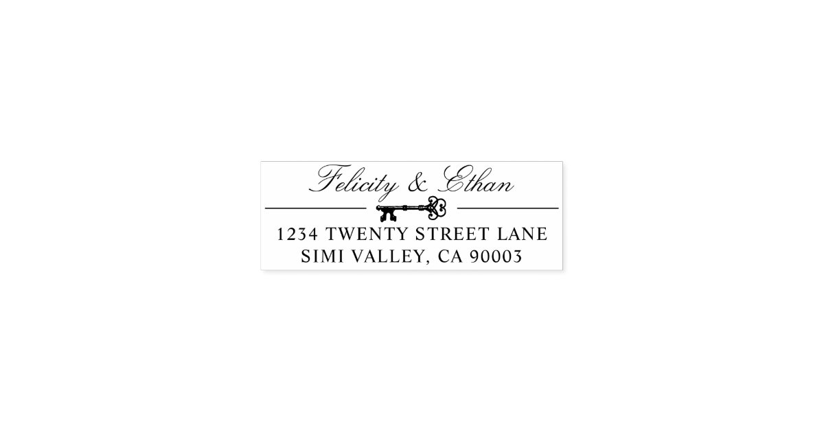 Vintage Antique Rustic Key Name & Return Address Self-inking Stamp | Zazzle