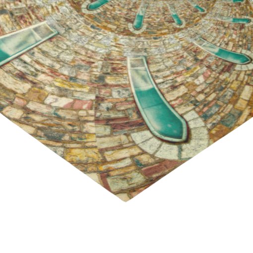 Vintage Antique Teal Brown Abstract Church Windows Tissue Paper | Zazzle