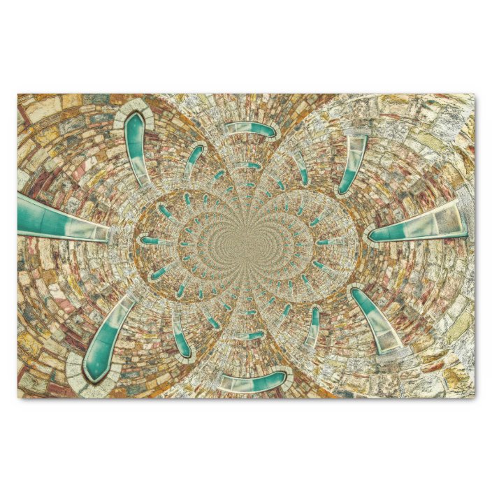 Vintage Antique Teal Brown Abstract Church Windows Tissue Paper ...