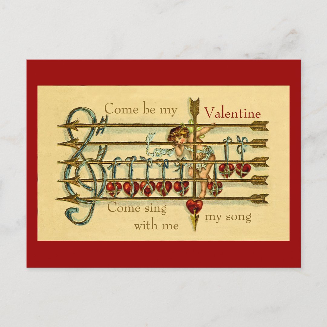 Vintage Antique Valentine's Day Musical Postcard | Zazzle