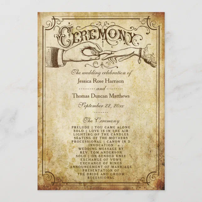 Vintage Antique Wedding Ceremony Program Templates | Zazzle