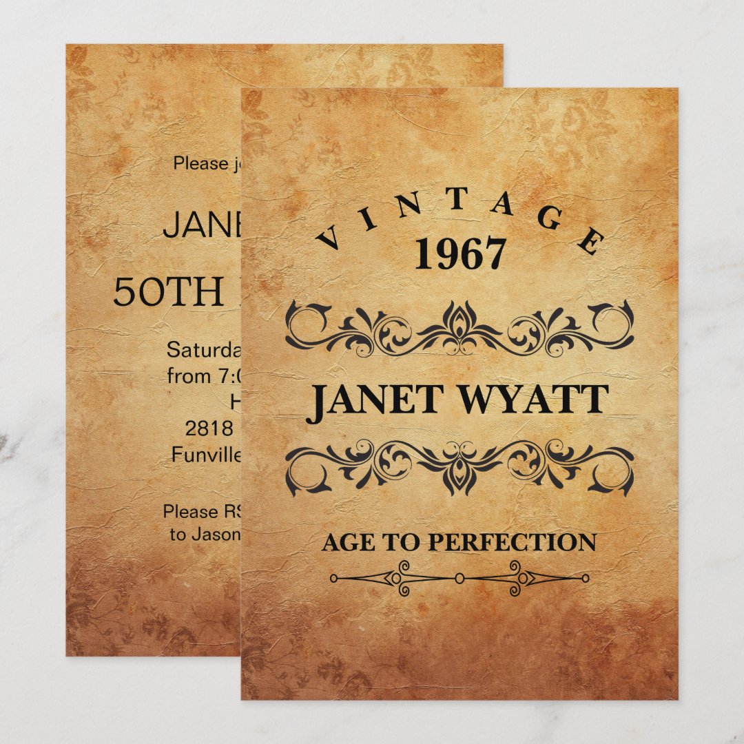 Vintage Any Age Birthday Invitation | Zazzle