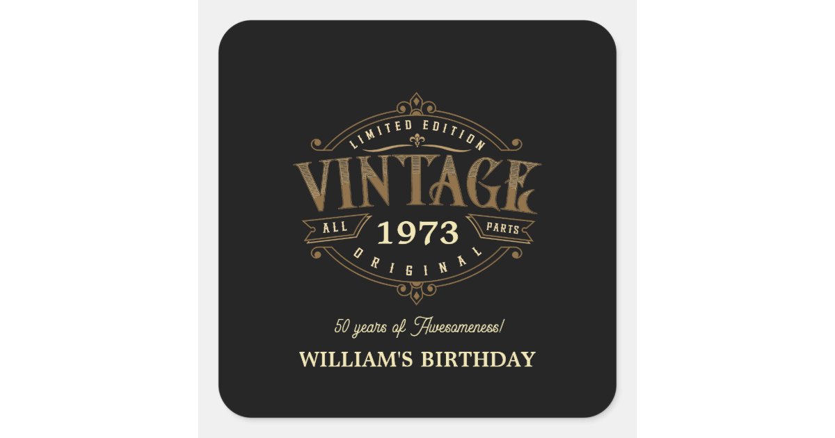 Vintage Any Age Handicraft Theme Square Sticker | Zazzle