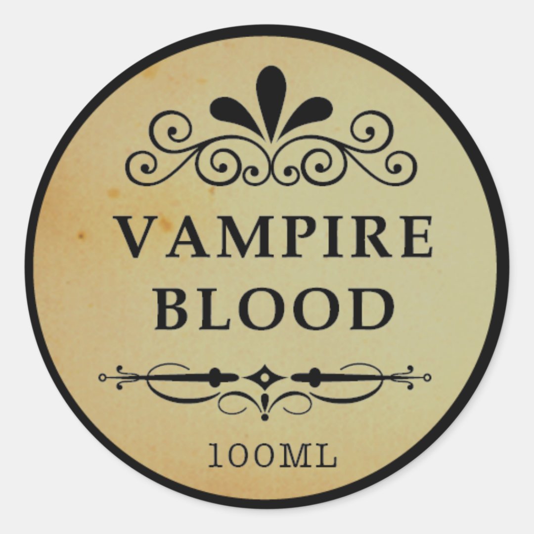 Vintage Apothecary Vampire Blood Halloween Sticker | Zazzle