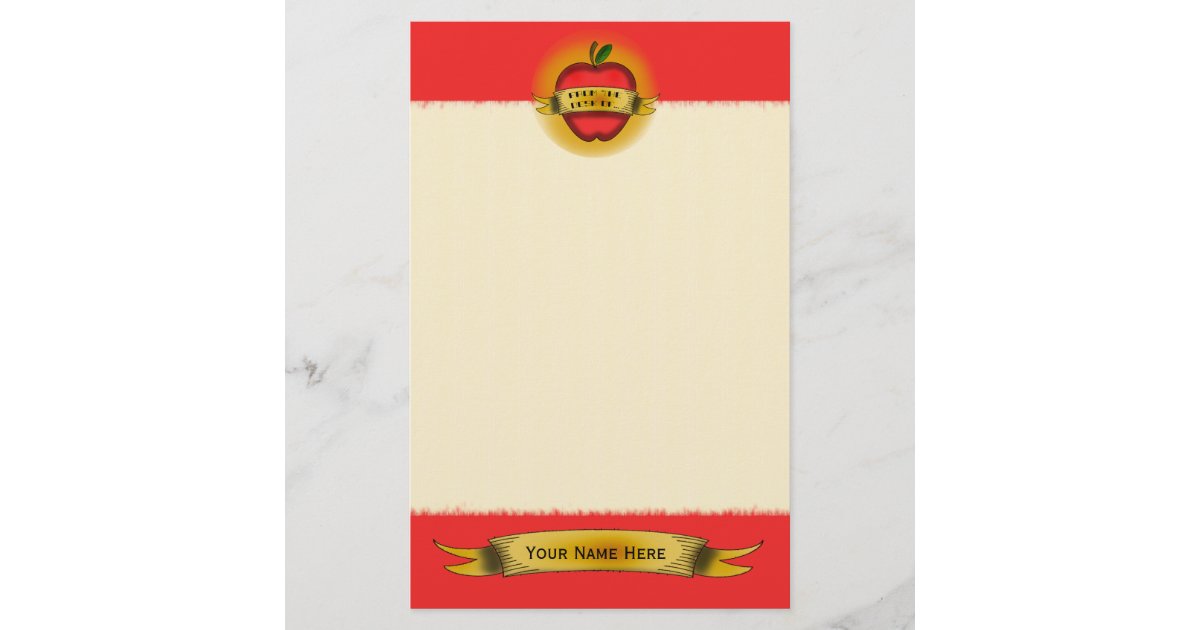 Vintage Apple Tattoo Teacher Stationery | Zazzle