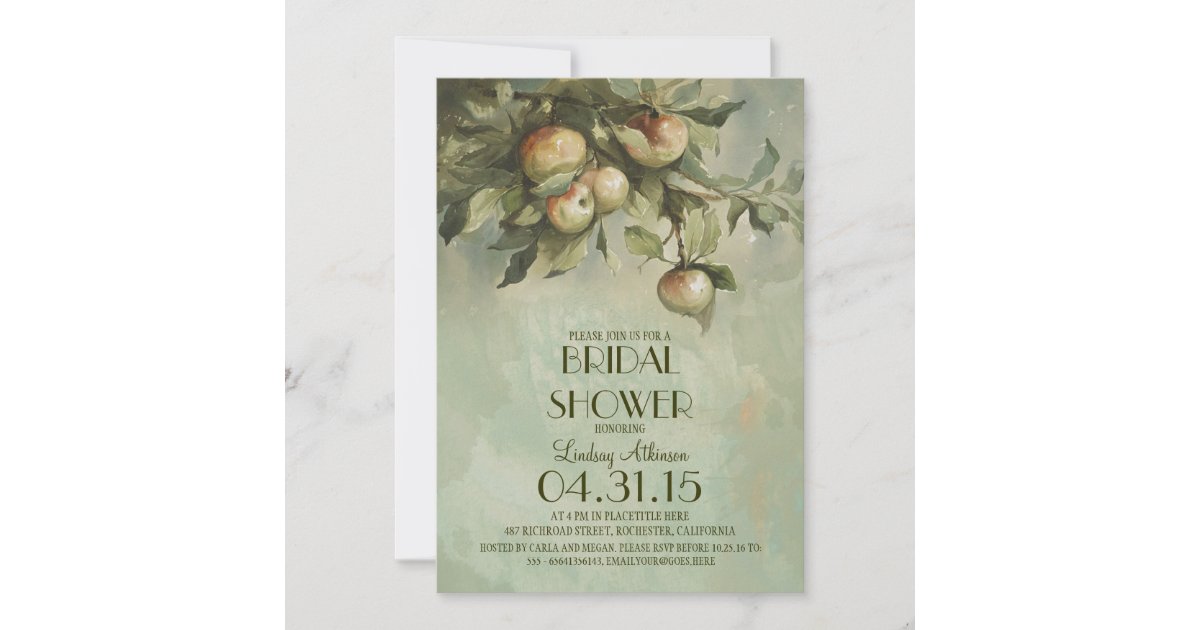 Vintage apple tree bridal shower invitations | Zazzle