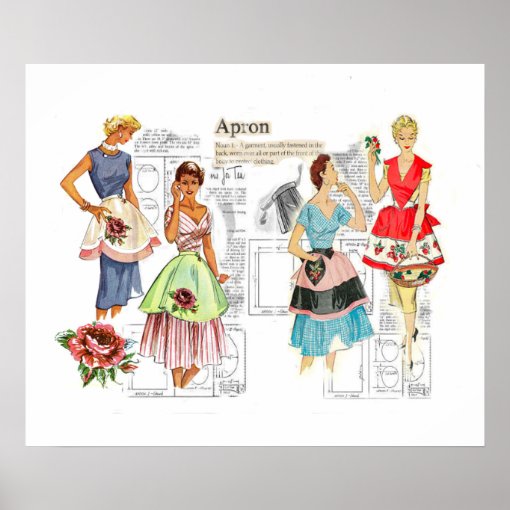 Vintage Apron Sewing Pattern Poster | Zazzle