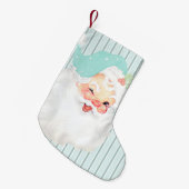 Vintage Aqua Blue Santa Wink Christmas Stocking | Zazzle