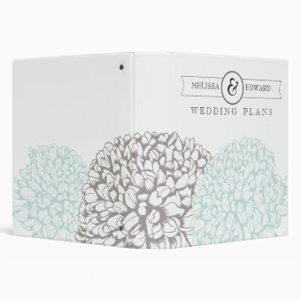 Vintage Aqua Flowers Wedding Planner Binder | Zazzle
