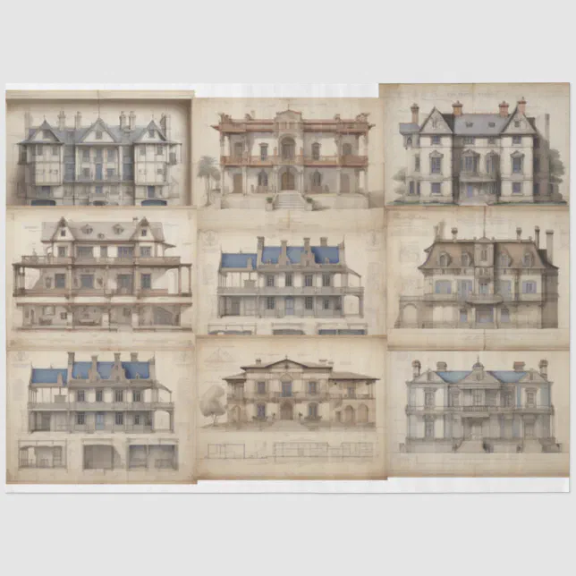 Vintage Architectural Scrapbook Decoupage Tissue Paper | Zazzle