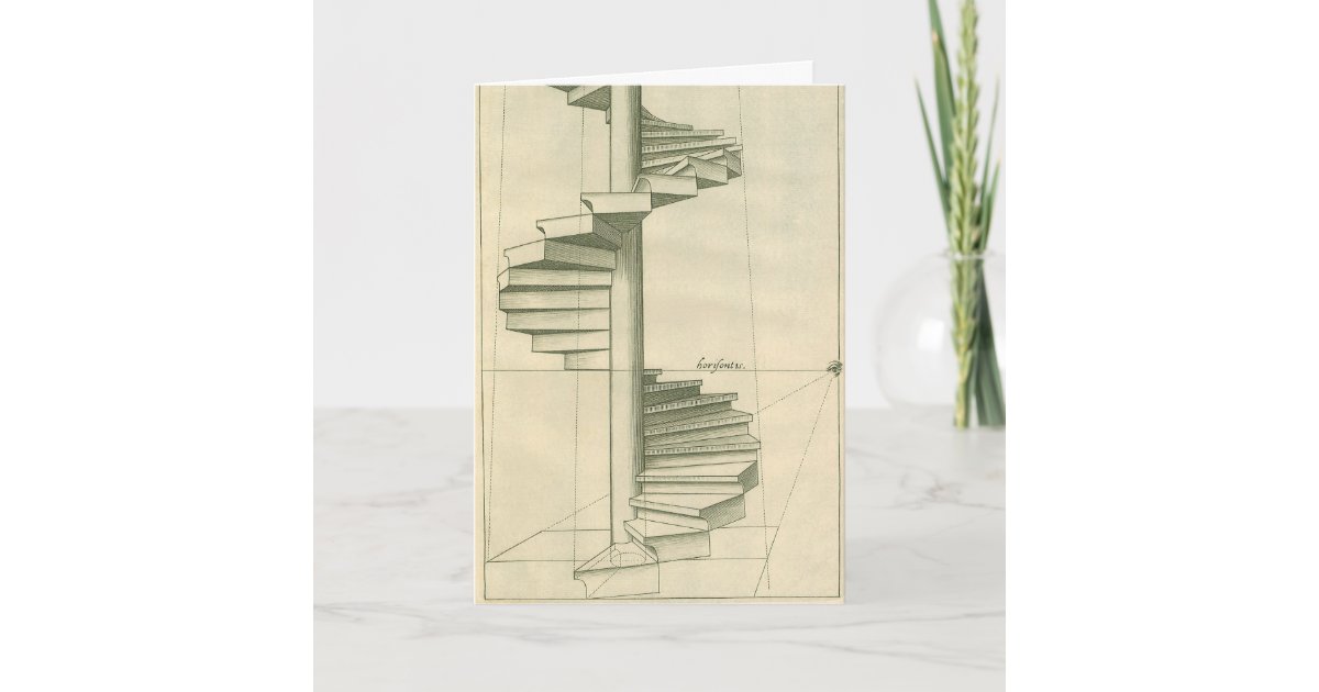 Vintage Architectural Stairs, Spiral Staircase Card | Zazzle