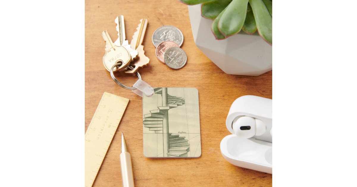 Vintage Architectural Stairs, Spiral Staircase Keychain | Zazzle