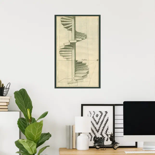 Vintage Architectural Stairs, Spiral Staircase Poster | Zazzle