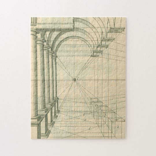 Vintage Architecture, Arches Columns Perspective Jigsaw Puzzle | Zazzle.com