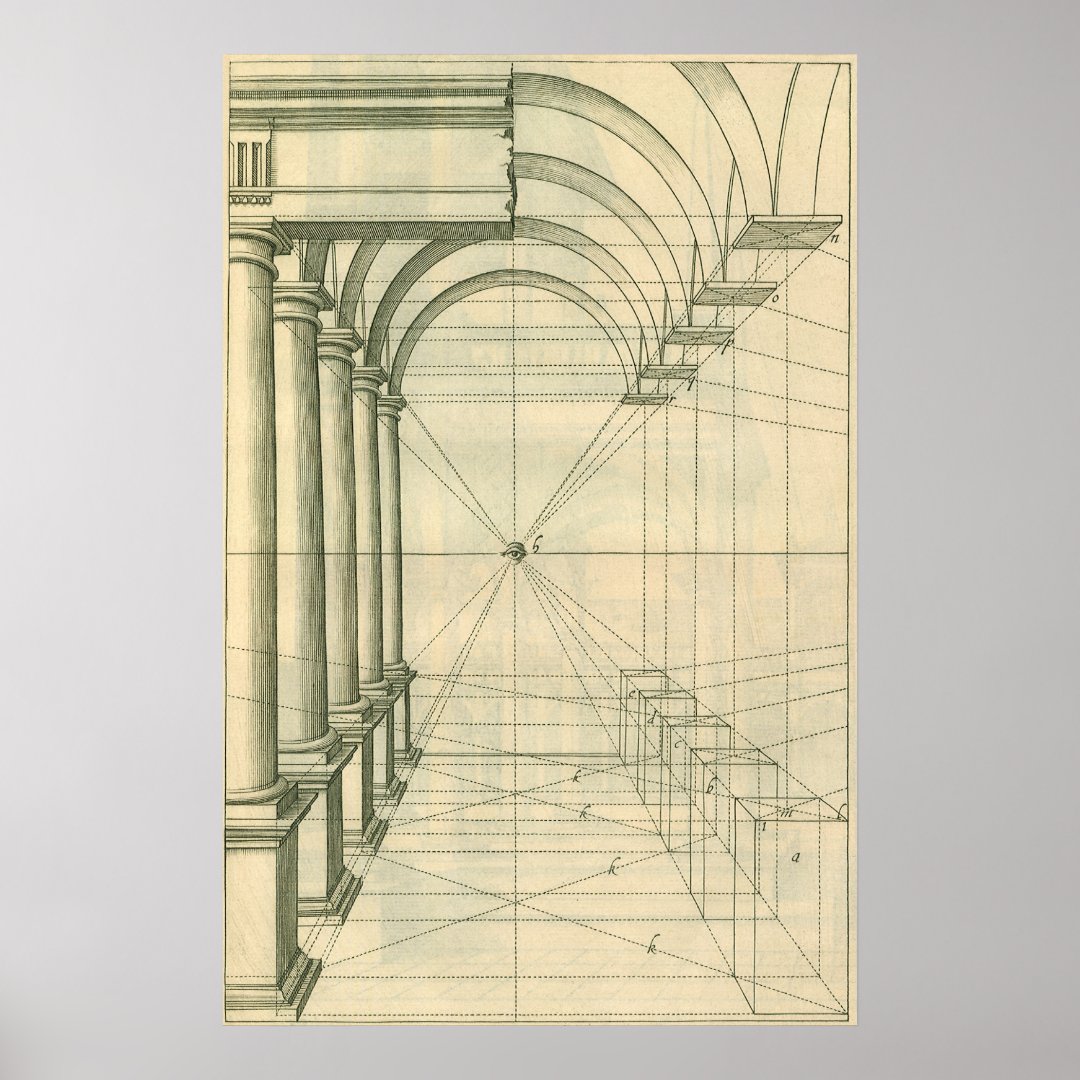 Vintage Architecture, Arches Columns Perspective Poster | Zazzle