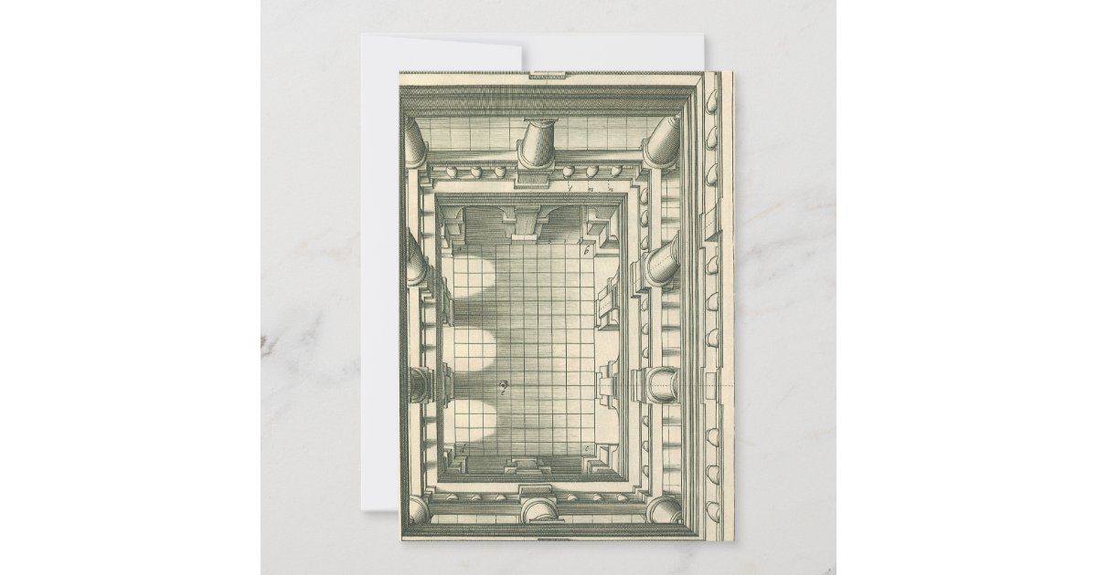 Vintage Architecture, Atrium Courtyard Perspective Invitation | Zazzle