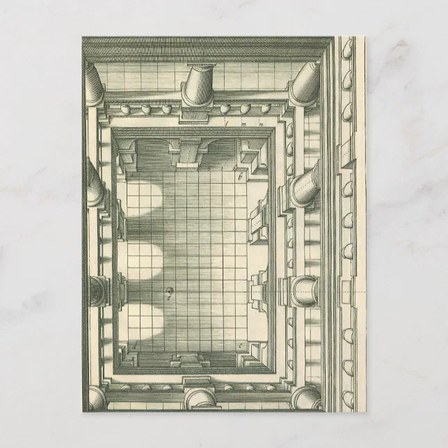 Vintage Architecture, Atrium Courtyard Perspective Postcard | Zazzle