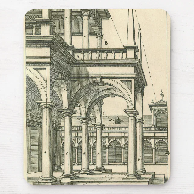 Vintage Architecture, Roman Courtyard with Columns Mouse Pad | Zazzle