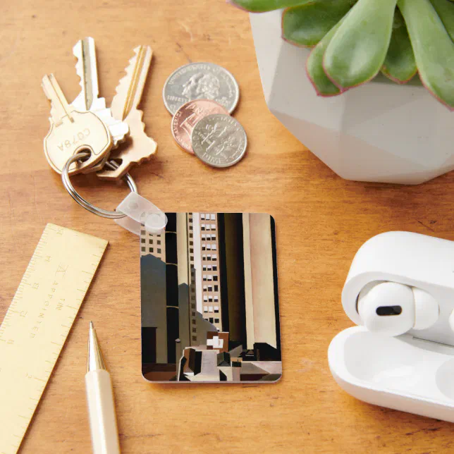 Vintage Architecture, Skyscrapers by Sheeler, 1922 Keychain | Zazzle