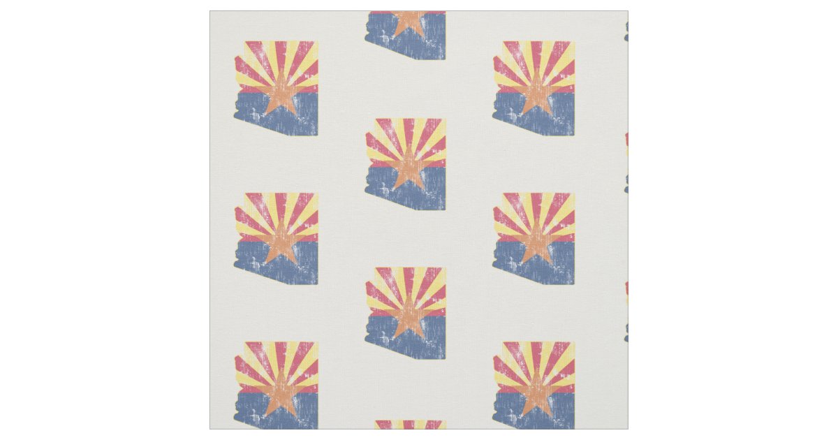 Vintage Arizona Flag State Outline Fabric | Zazzle